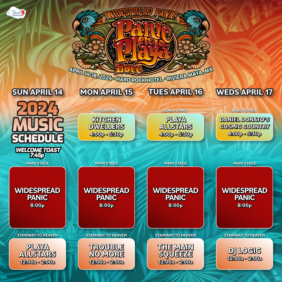 Panic en la Playa Doce Music Schedule - Widespread Panic